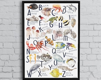 ABC Animal Alphabet Poster Original Watercolors | Etsy