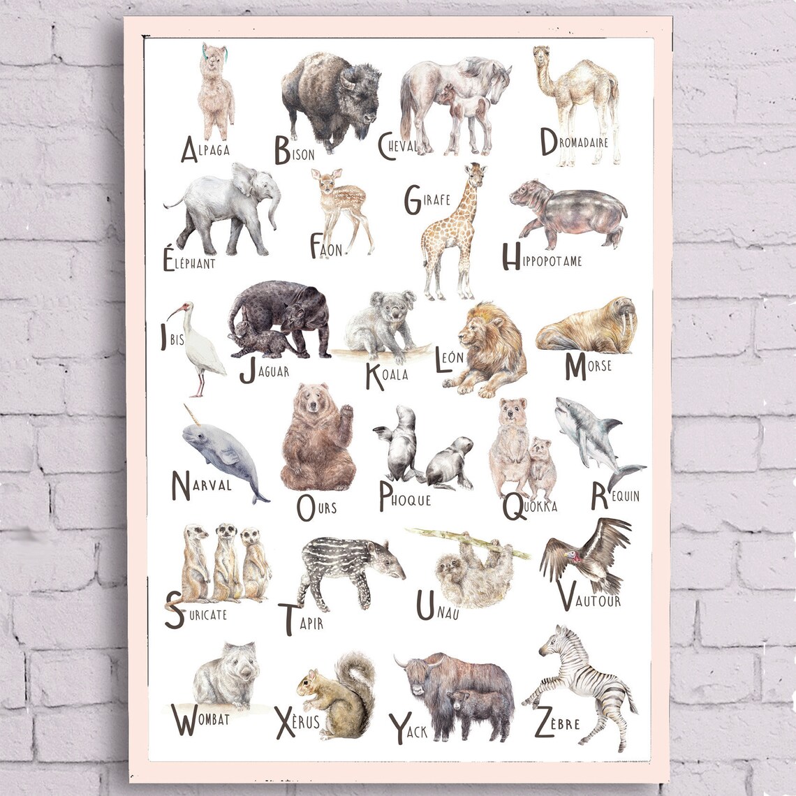 French Language ABC Animal Alphabet Poster | Etsy