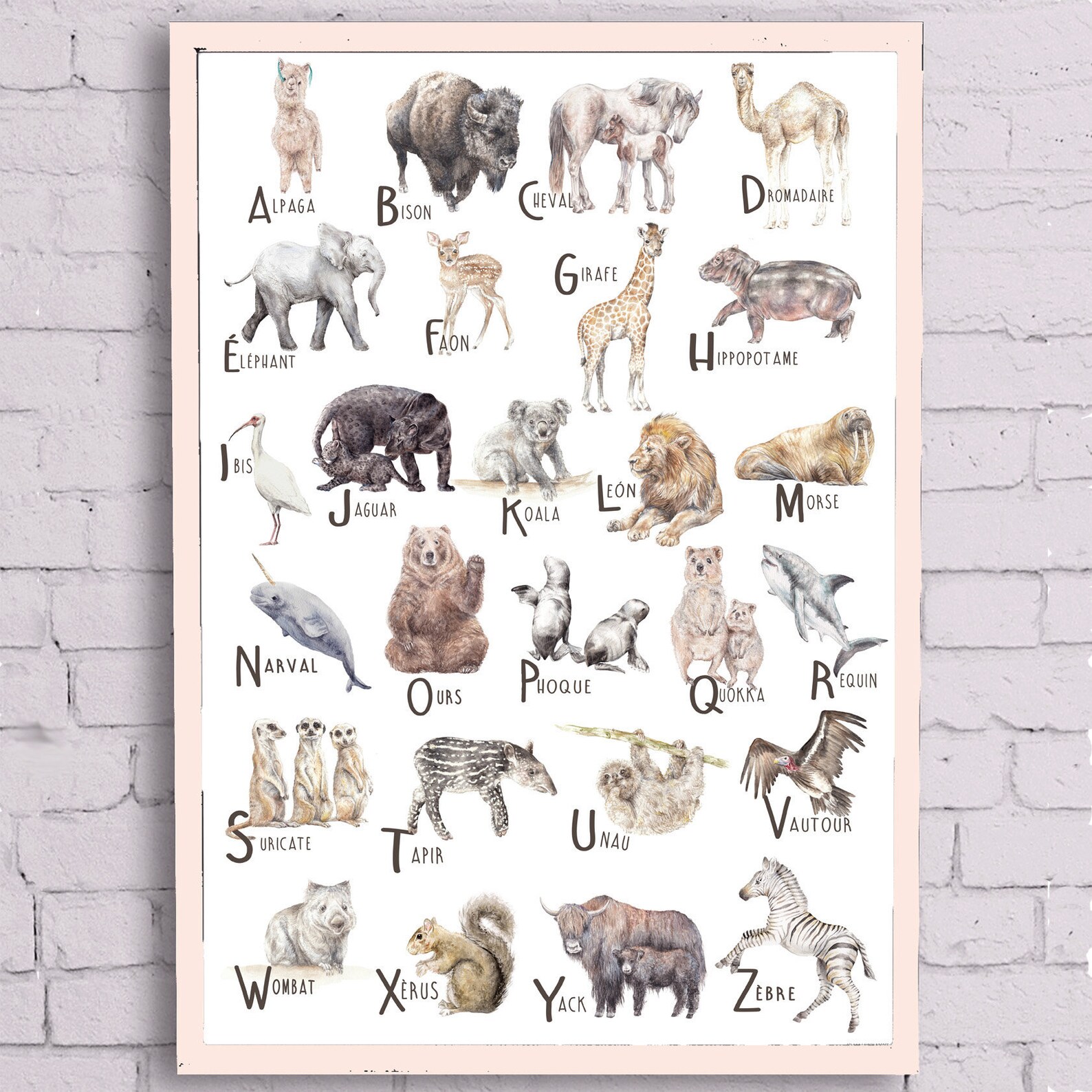 French Language ABC Animal Alphabet Poster | Etsy