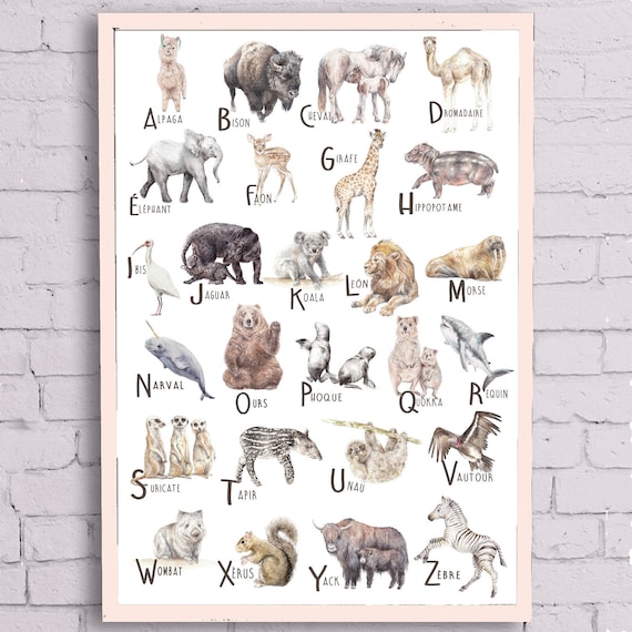 French Language ABC Animal Alphabet Poster | Etsy