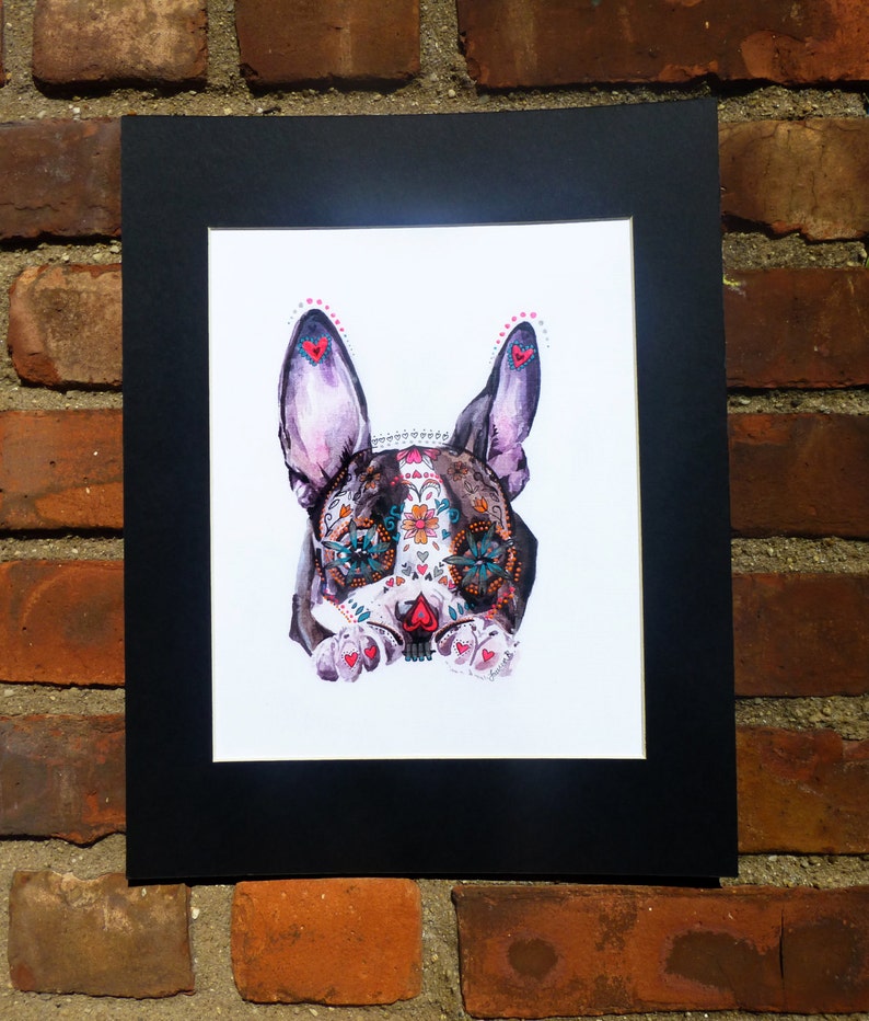 Sugar Skull Boston Terrier Puppy: Mixed Media Dia De Los - Etsy