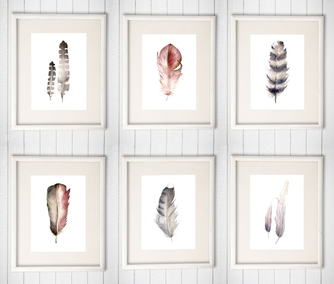 8.5 X 11 Single Watercolor Feather Print: You Choose From 9 - Etsy