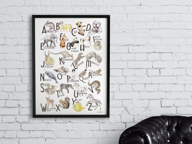 ABC Animal Alphabet Poster Original Watercolors - Etsy