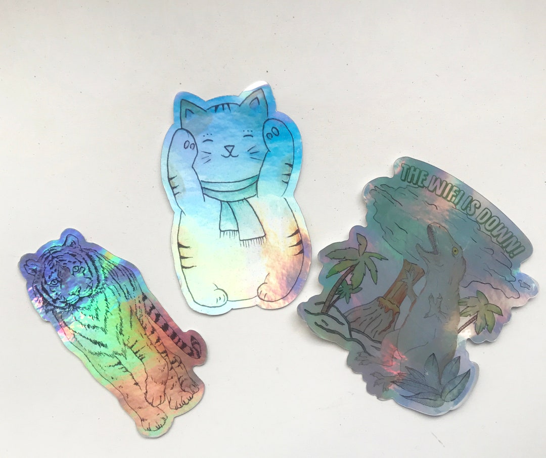 Die Cut 3 Inch HOLOGRAPHIC Watercolor Vinyl Animal Stickers - Choose ...
