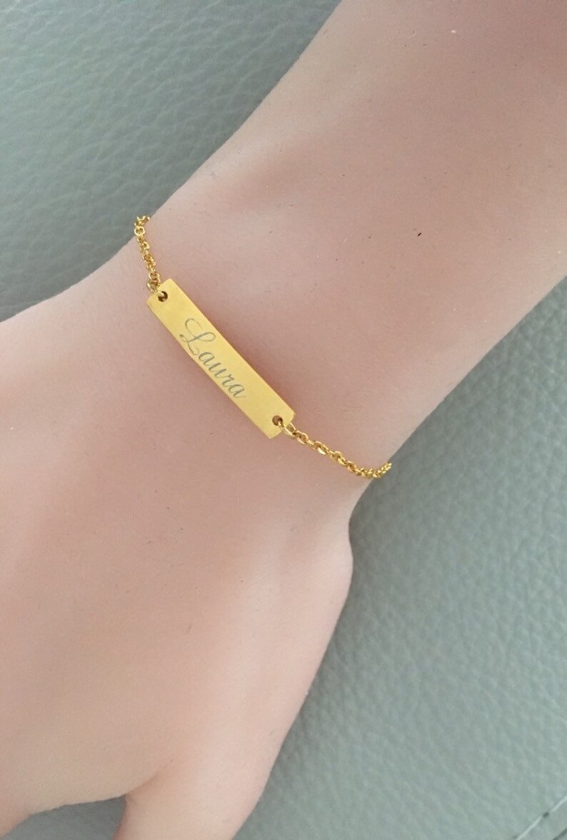 Personalized Bracelet Name Bracelet Initial Bar Bracelet | Etsy