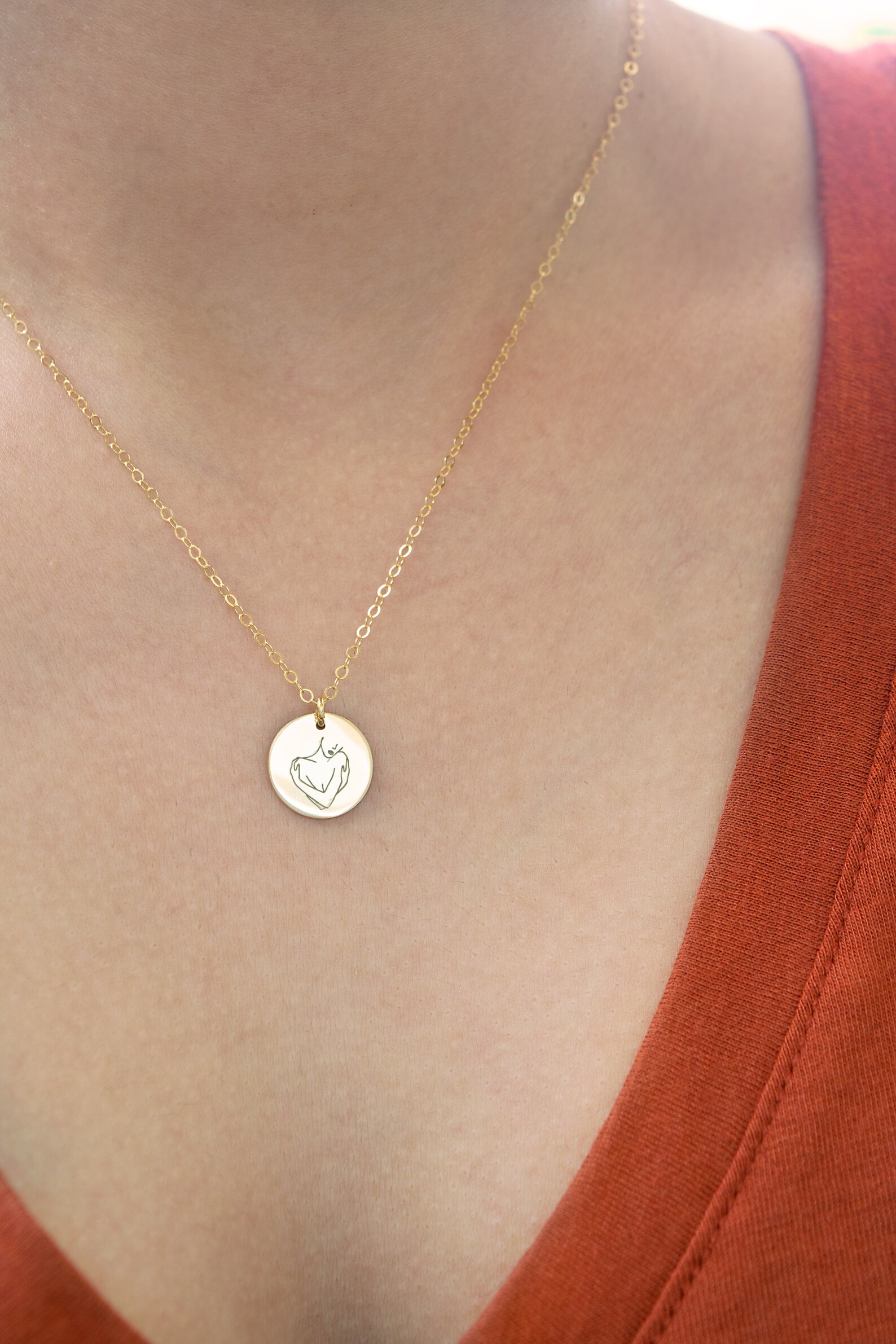 Self Love Necklace . Self Care Necklace . Woman Line Art - Etsy