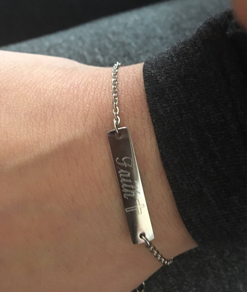 Personalized Bracelet Name Bracelet Initial Bar Bracelet | Etsy