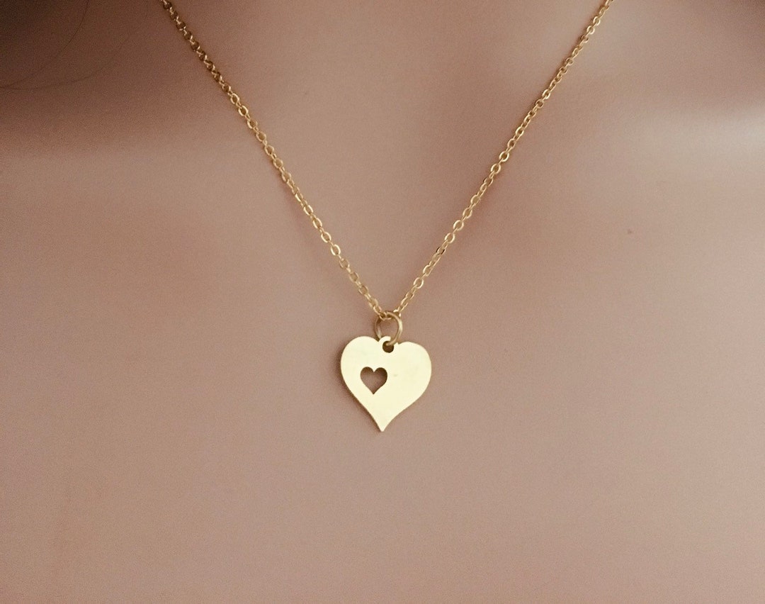 Collar de corazón collar de corazón delicado collar de amor - Etsy España
