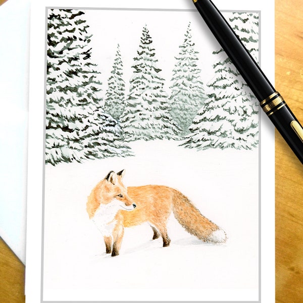 Red Fox Card - Etsy