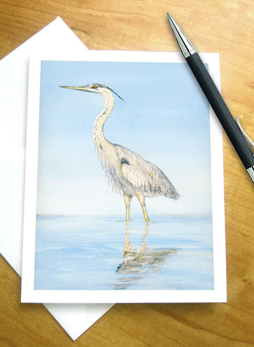 GREAT BLUE HERON Note Cards, Watercolor Heron Stationary, Blue Heron ...