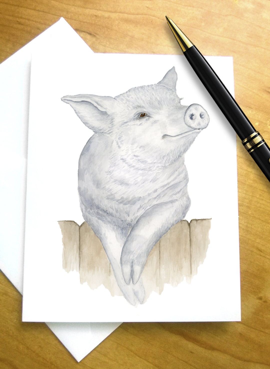 PIG NOTE CARDS, Pig Thank You Cards, Pig Stationery, Watercolor Pig Art ...