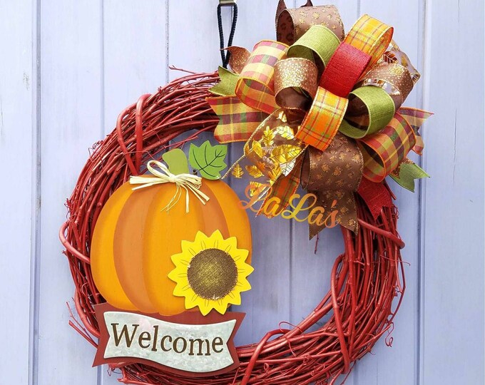 Fall Welcome Wreath for Front Door Fall Painted Grapevine Wreath Fall ...