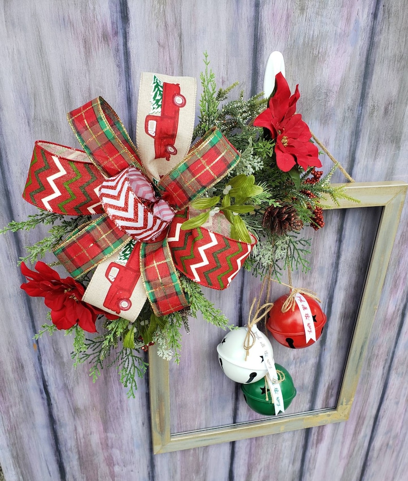 Christmas Decoration- Rustic Farmhouse Christmas Picture Frame Wreath W ...