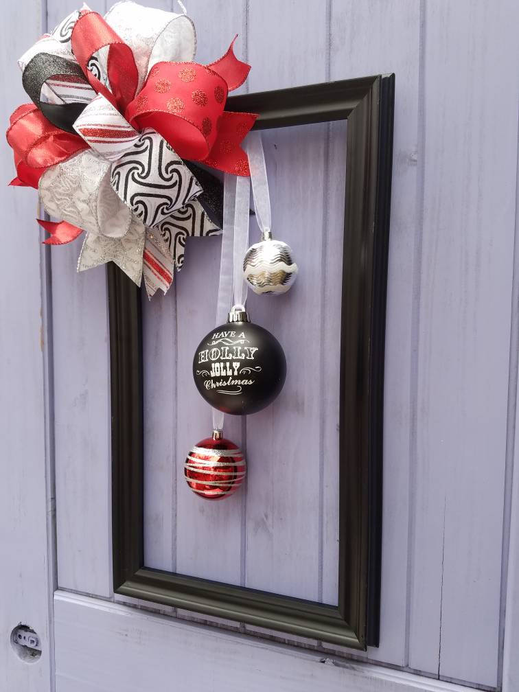 Christmas Picture Frame Wreath Door Hanger Christmas Wreath - Etsy