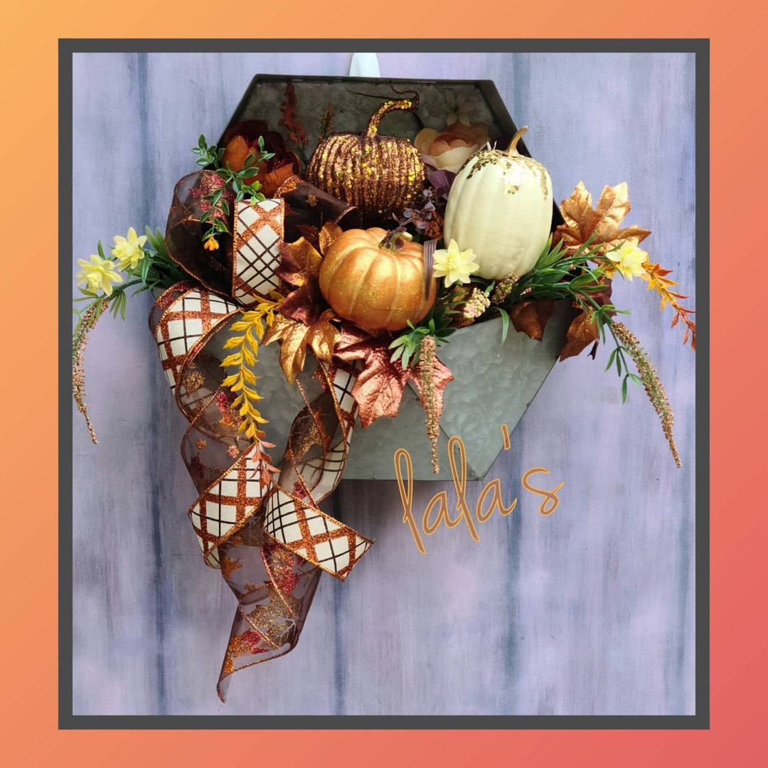 Fall Galvanized Floral Wall Decor Fall Pumpkin Decoration Farmhouse ...