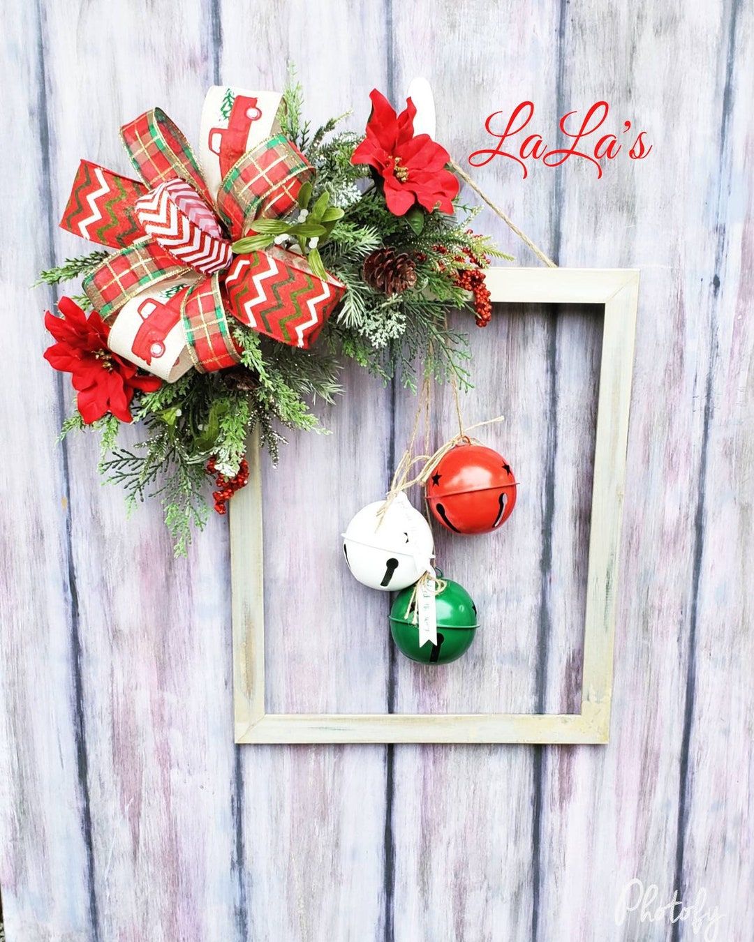Christmas Decoration- Rustic Farmhouse Christmas Picture Frame Wreath W ...