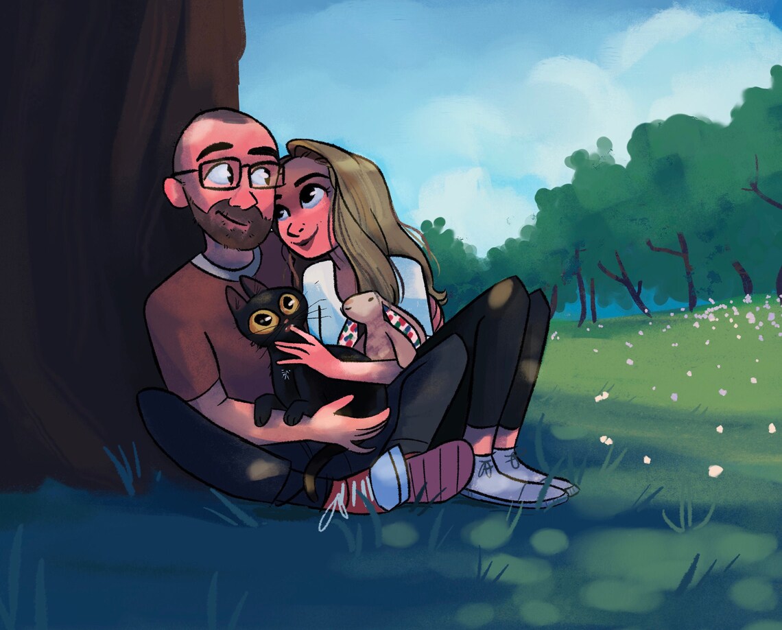 Custom Illustration THREE Characters Custom Artwork Paper - Etsy