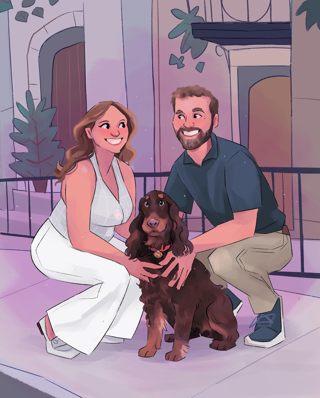 Custom Illustration THREE Characters, Custom Artwork, Paper Anniversary ...