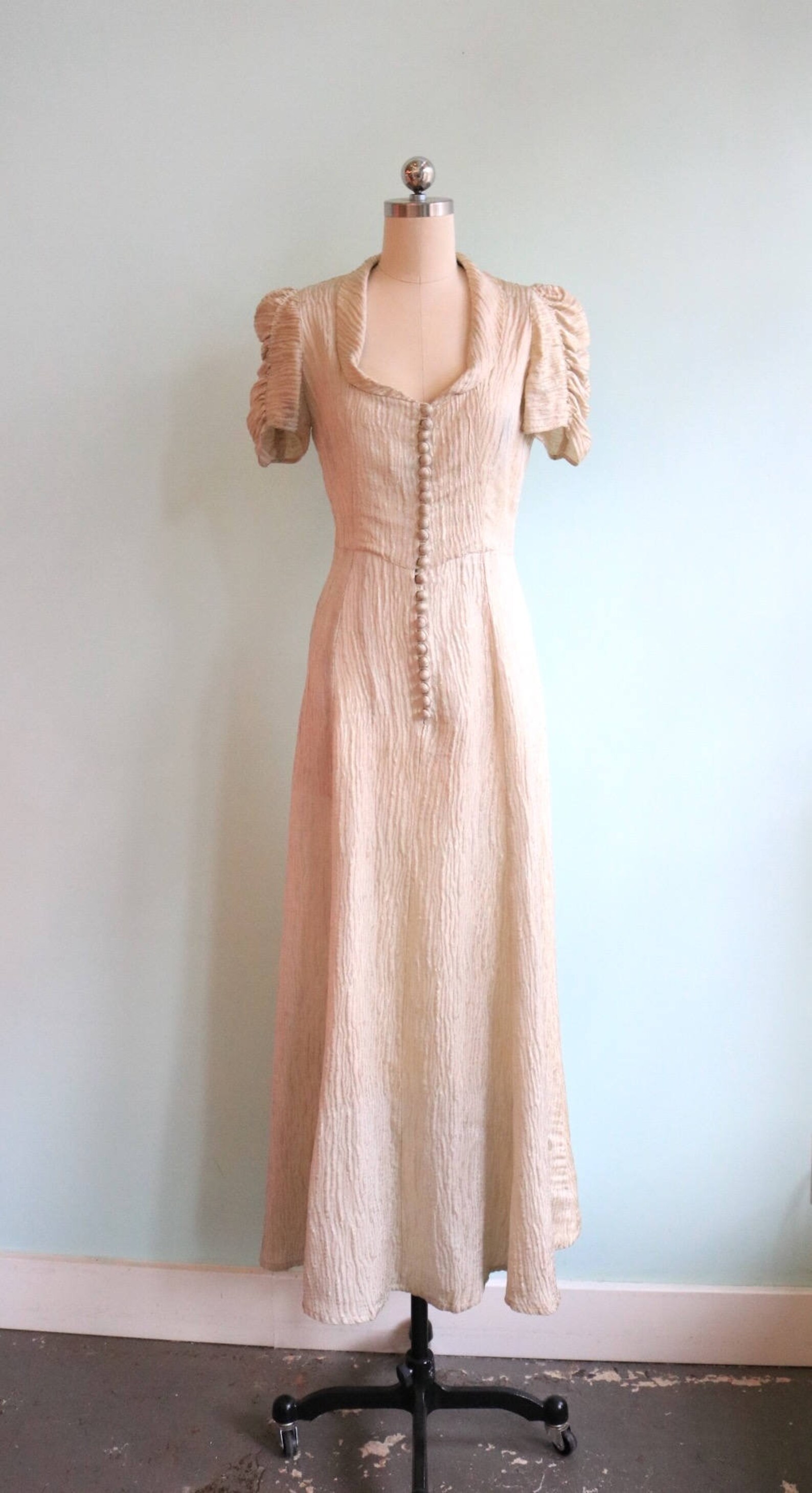 Vintage 1930s Champagne Textured Button Down Gown Size Small | Etsy