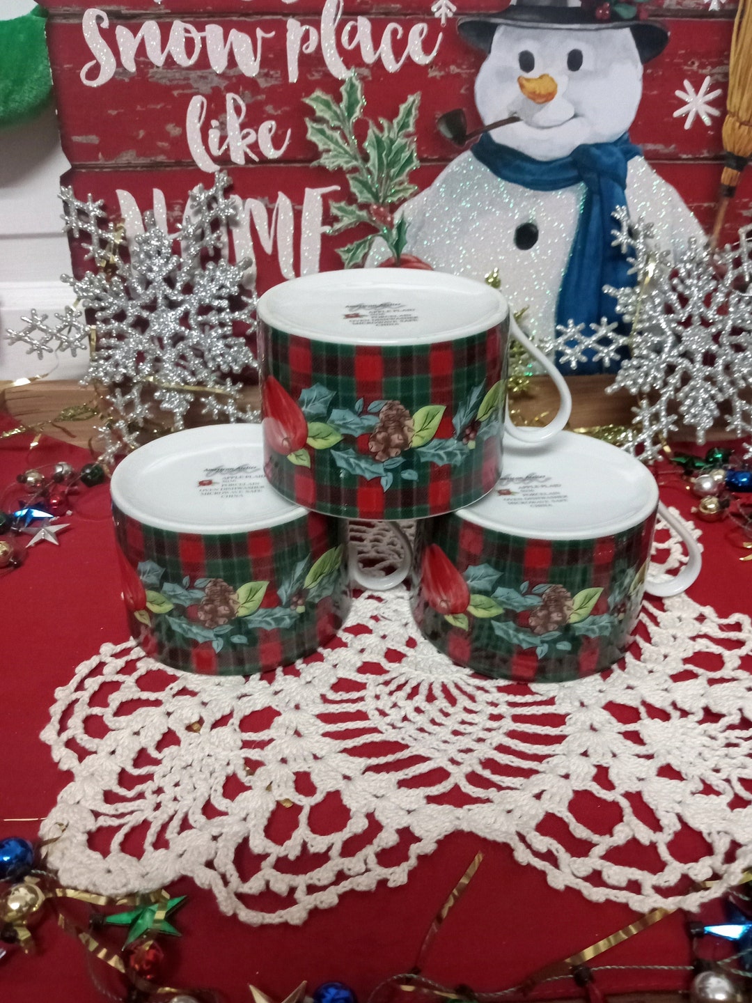 Vintage American Atelier at Home Apple Plaid Porcelain 2 - Etsy