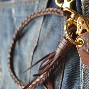 Handmade Braided Leather Chain Strap for Wallet Keyring Bikers Clips ...