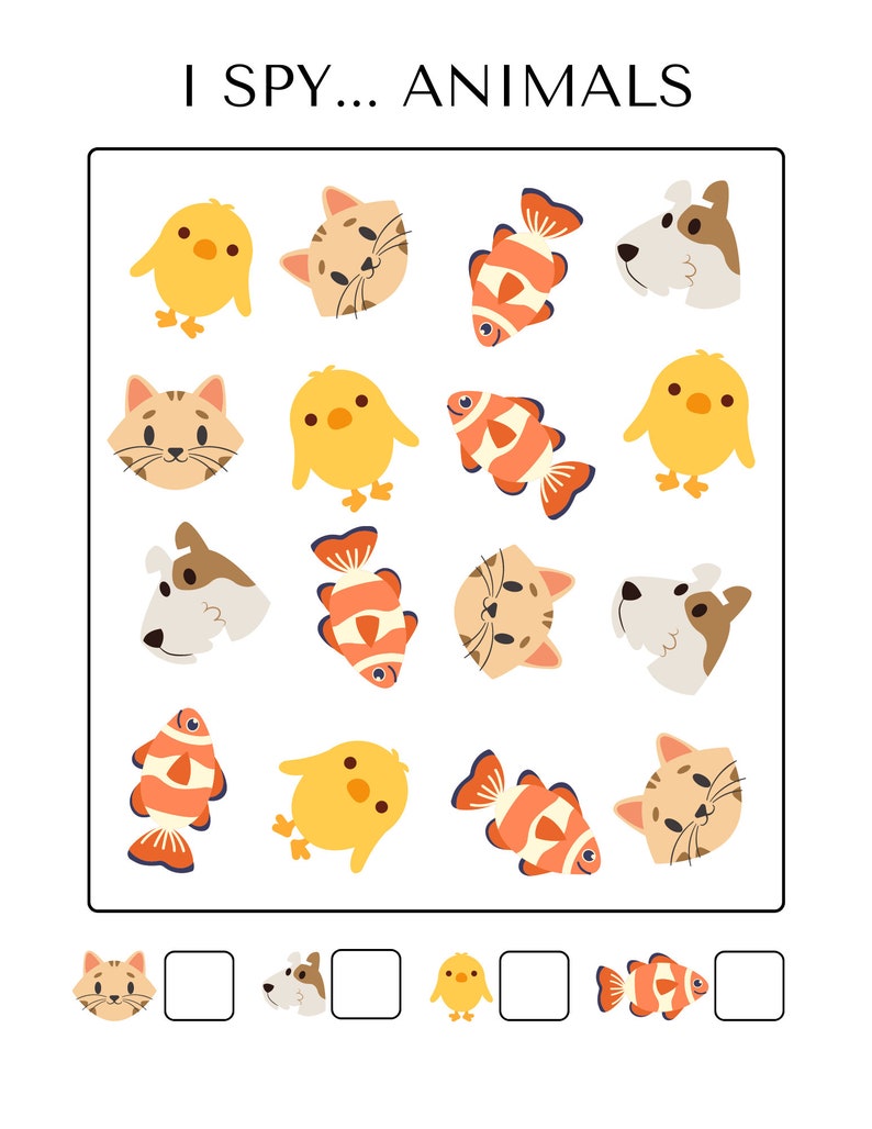 5 Eye Spy Printable Kids Activity Sheets INSTANT DOWNLOAD Homeschool ...