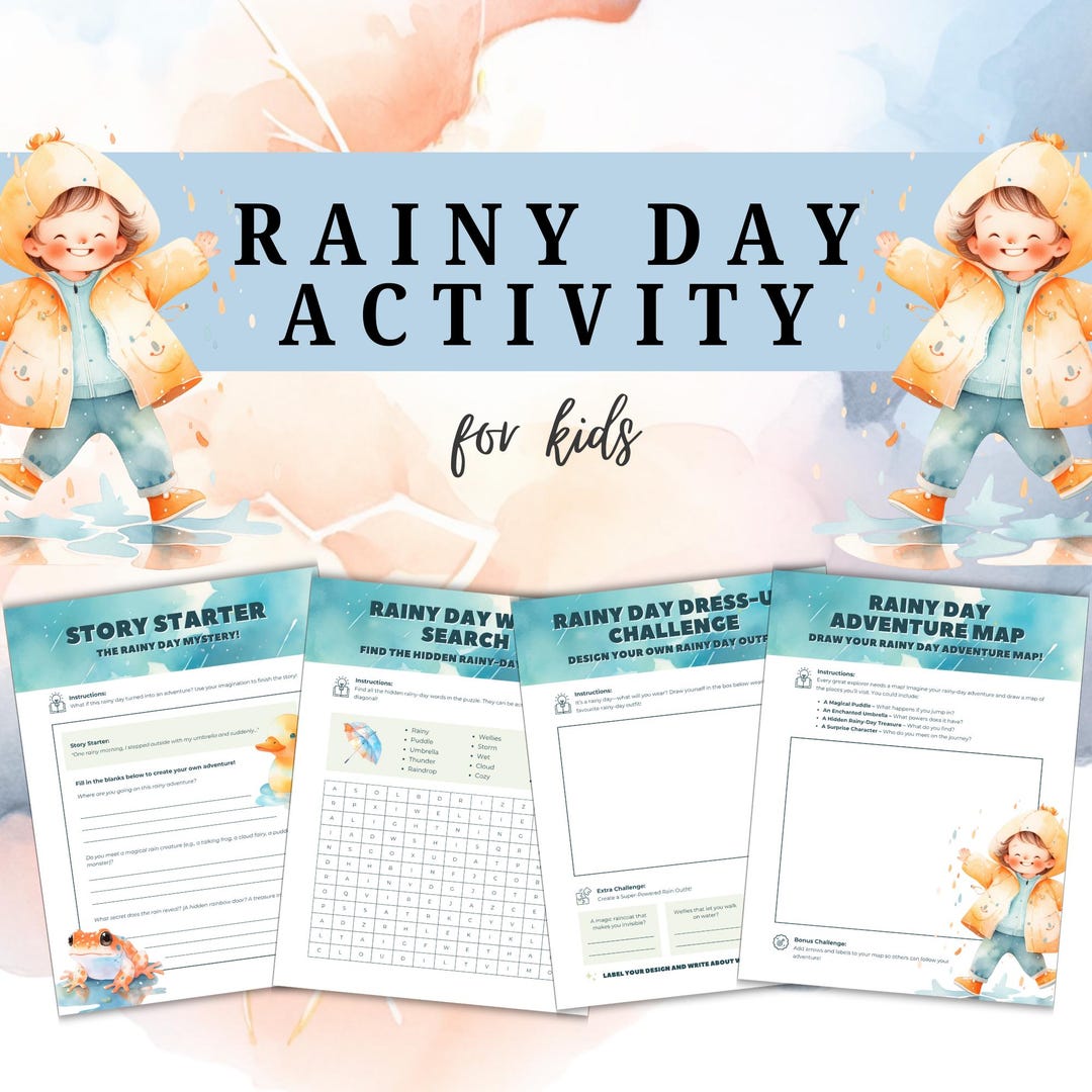 Rainy Day Activity Bundle: Kids Games, Adventure Map (canva Download ...