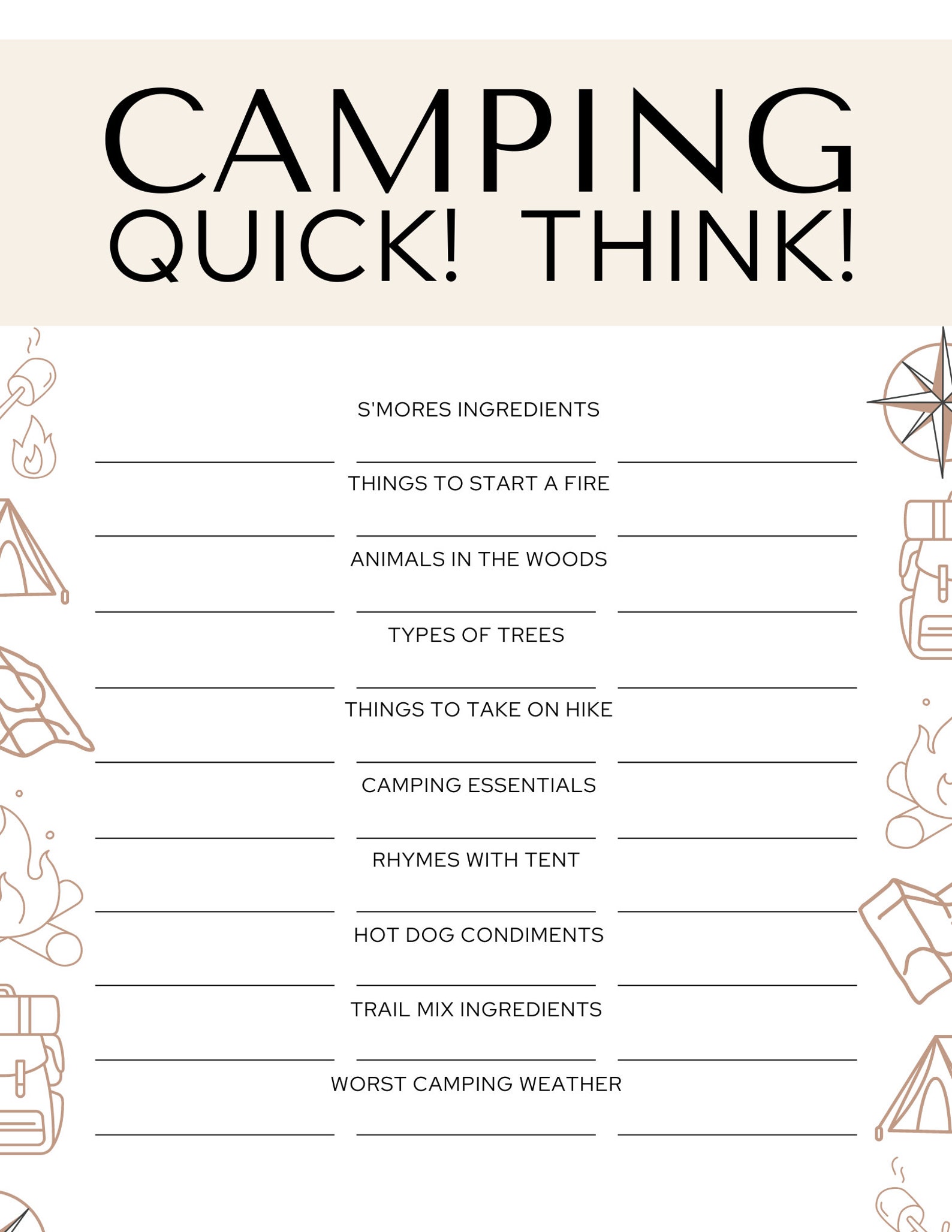 Fun Camping Activities for Kids INSTANT DOWNLOAD Homeschool Activites ...