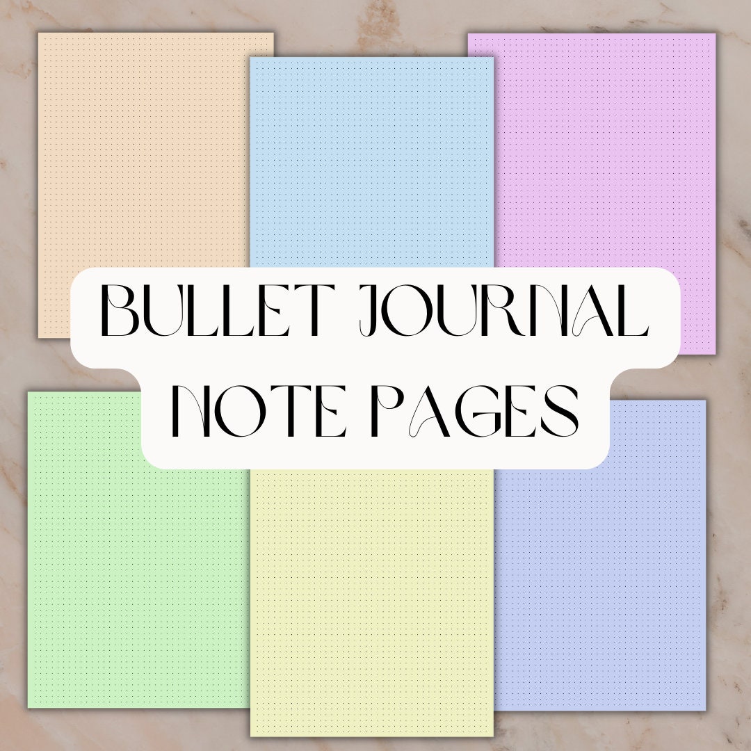 Colorful Digital Note Paper | Bullet Journal Canva Template (instant ...