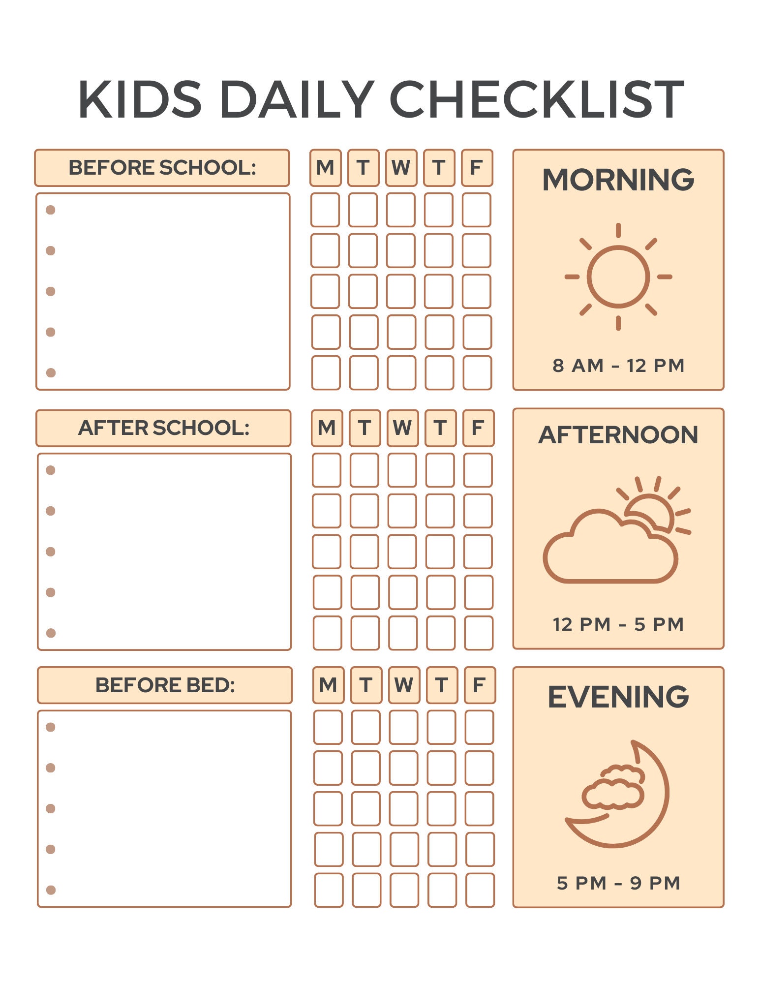 Kids Daily Checklist | INSTANT DOWNLOAD | ADHD Support | Organisation ...