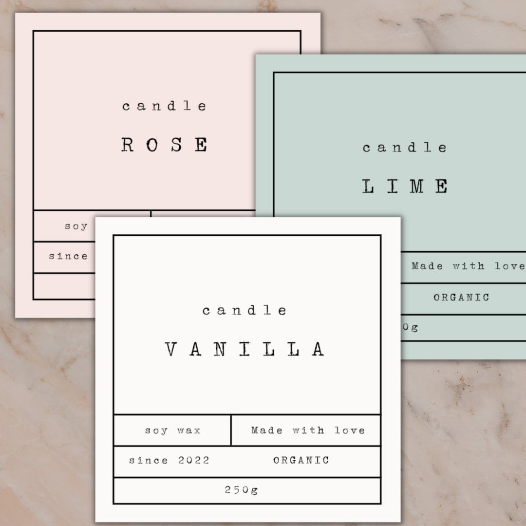 Modern Candle Product Label Printable, Editable Canva Template, Organic ...