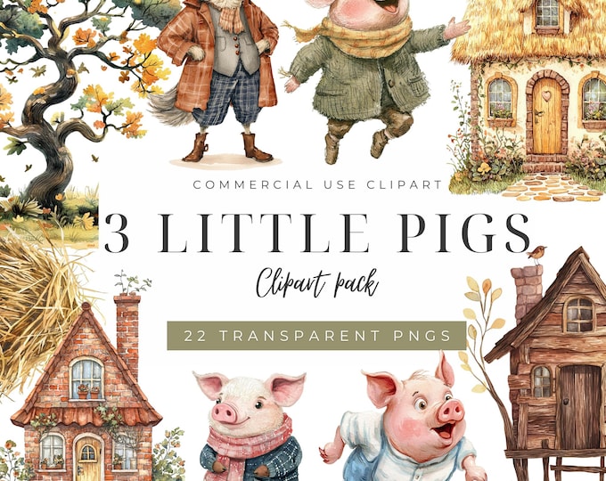 Three Little Pig Clipart Set / Instant Download - 13009 - Etsy Canada