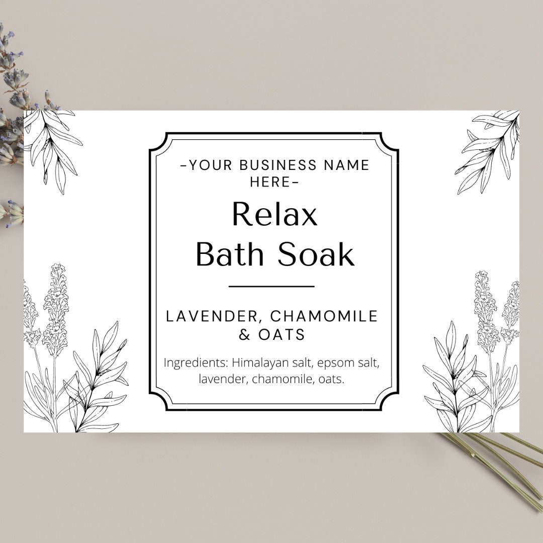 Bath Soak Label Instant Download Pouch Label Templates Editable Bath Salts Label Design