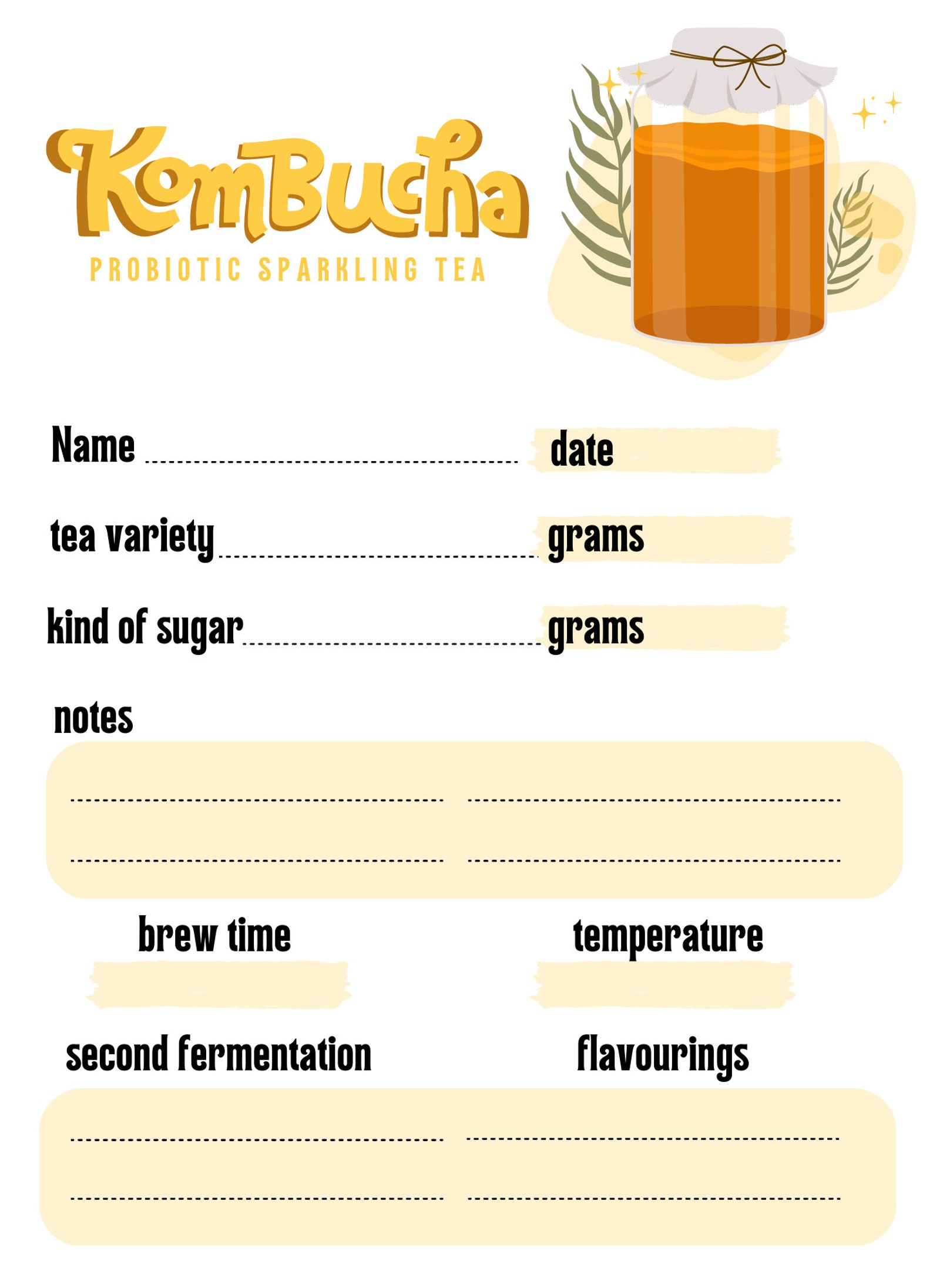 Kombucha Brewing Log Journal - Etsy