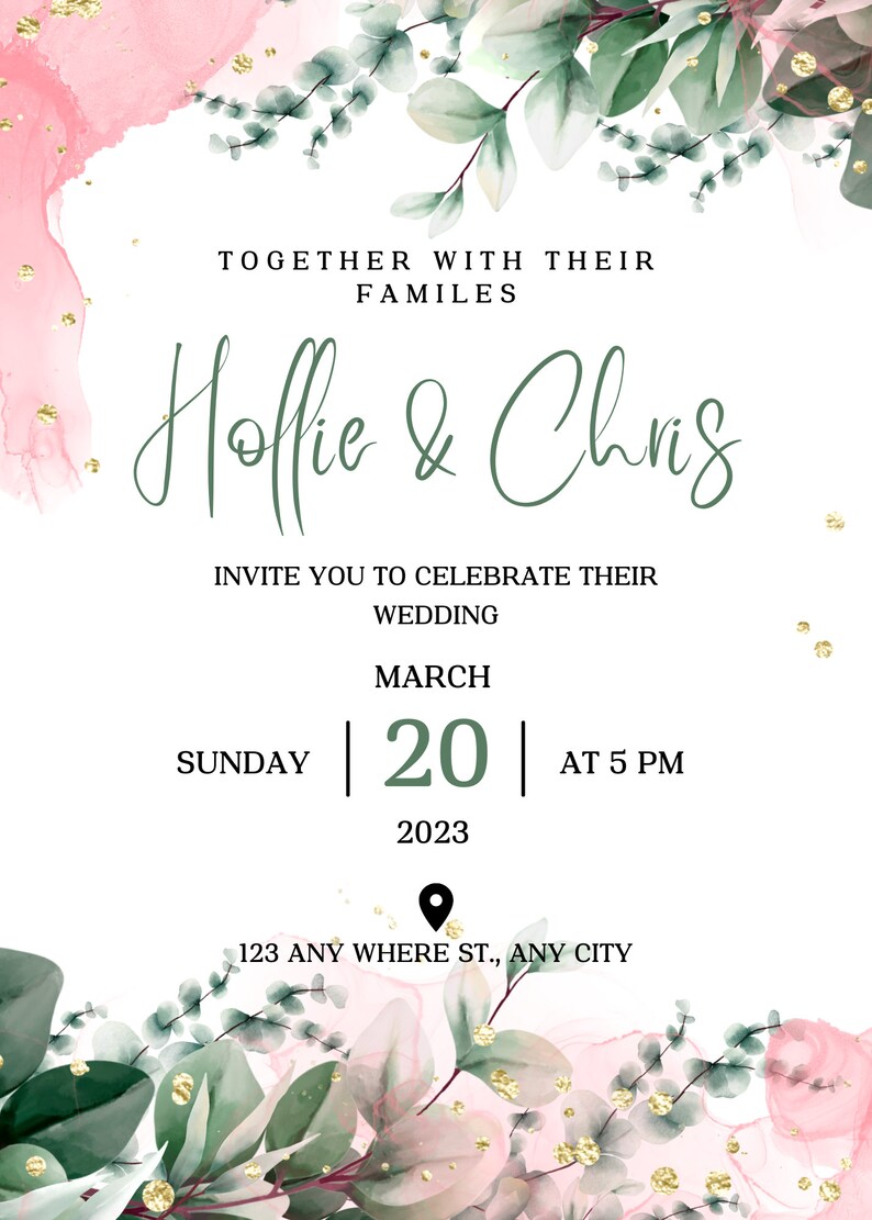 Green Modern Wedding Invitation Announcement INSTANT DOWNLOAD - Etsy