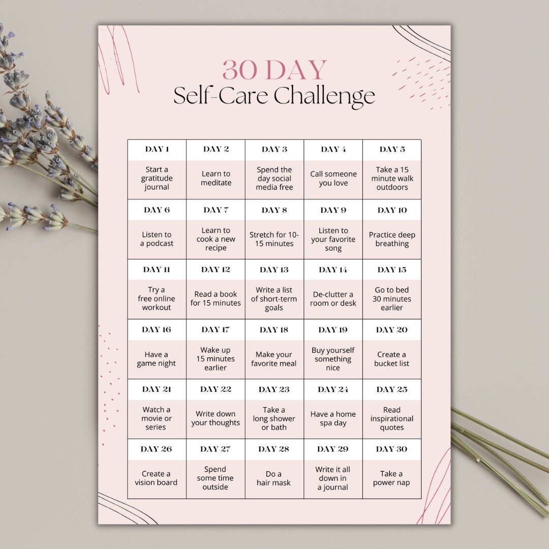 Editable Self Care Challenge Planner, Template Self Care Planner ...