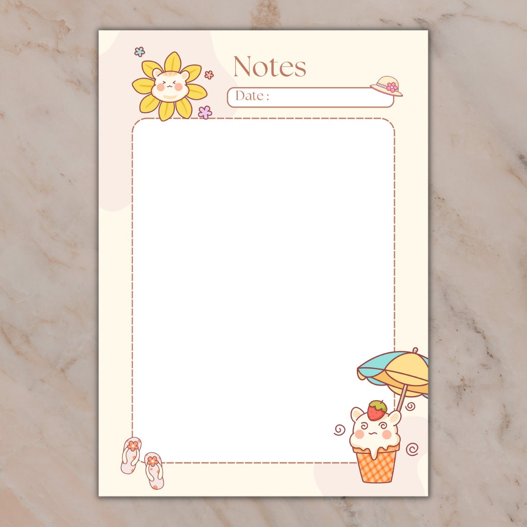 Cute Playful Blank Notes Paper, Instant Download, Template, Editable - Etsy
