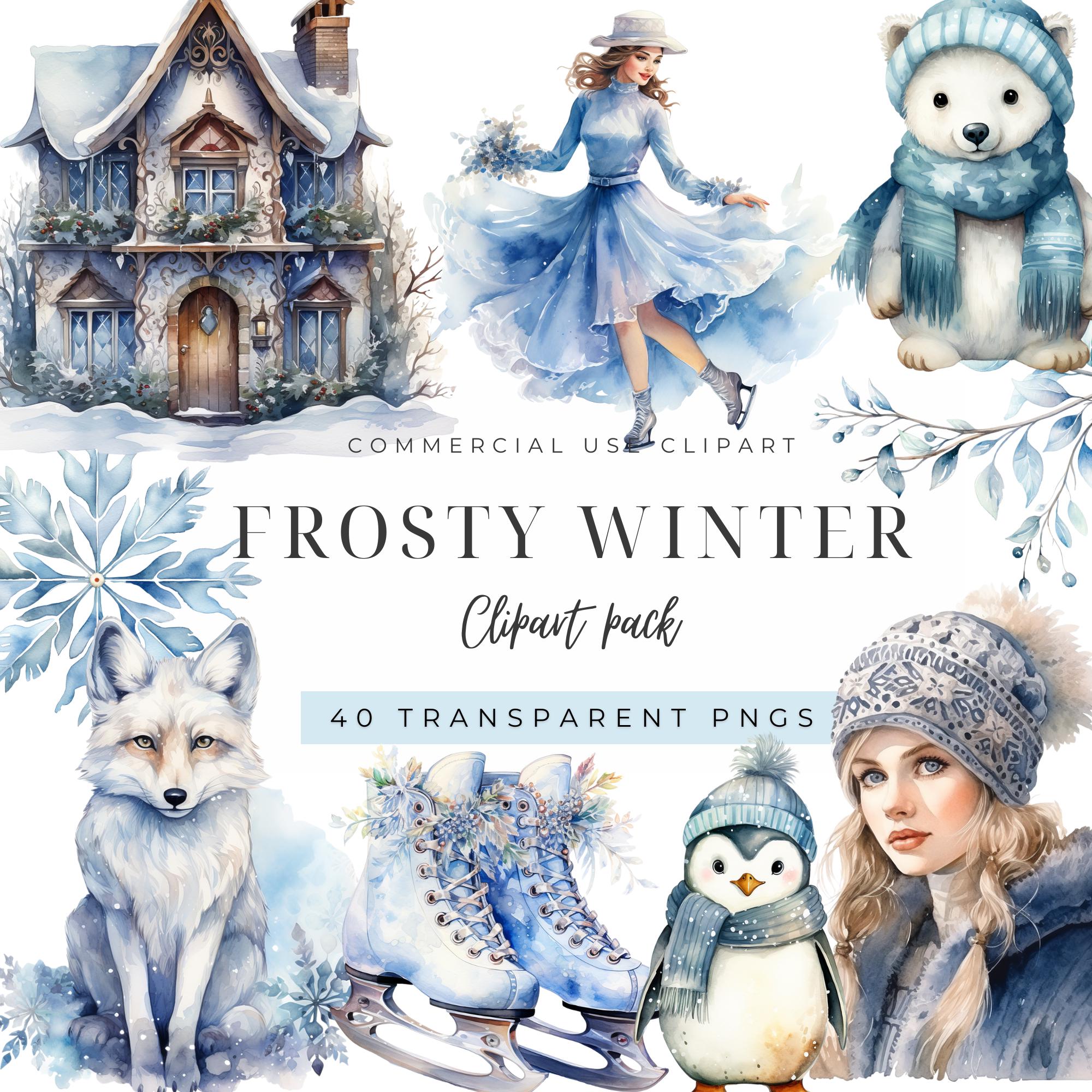 Frosty Winter Watercolor Clipart Bundle | INSTANT DOWNLOAD | Frozen ...