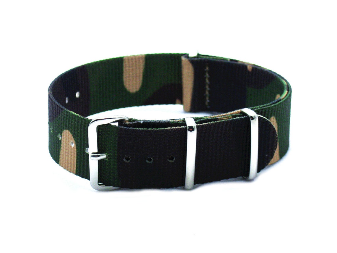 HNS 20mm Camouflage Woodland Heavy Duty Ballistic Nylon Watch Strap ...