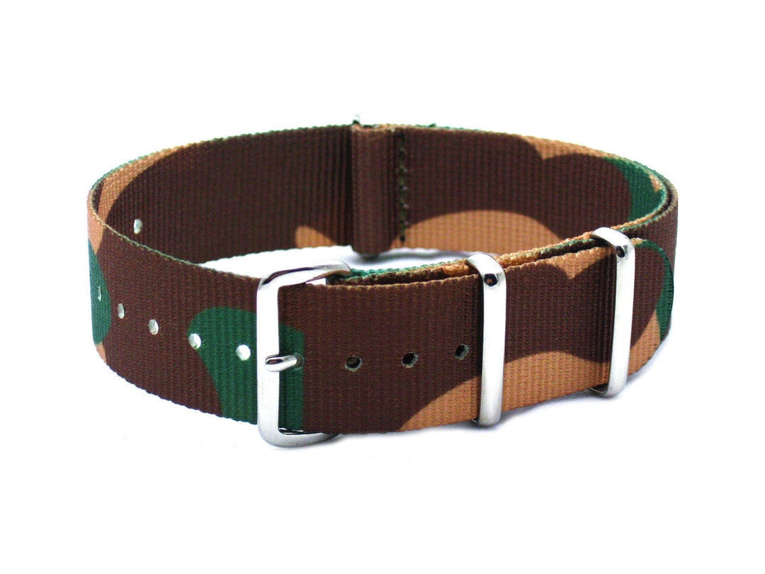 HNS 20mm Camouflage Desert Heavy Duty Ballistic Nylon Watch Strap With ...