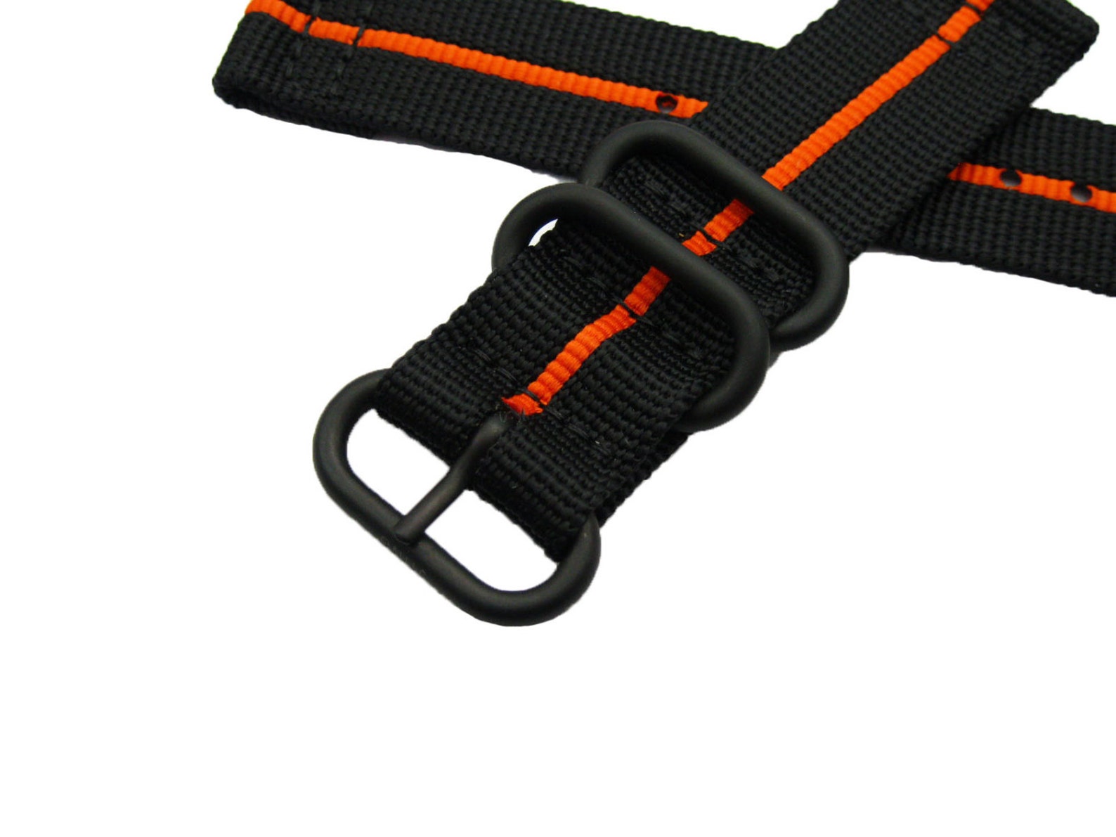 HNS 2 Pieces Black With Orange Heavy Duty Ballistic Nylon Watch Strap ...