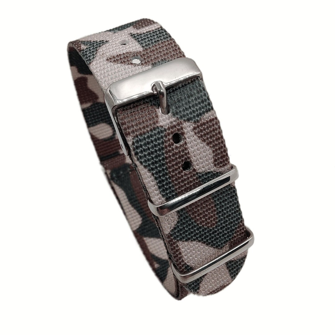 HNS 20mm Camouflage Desert Heavy Duty Ballistic Nylon Watch Strap With ...