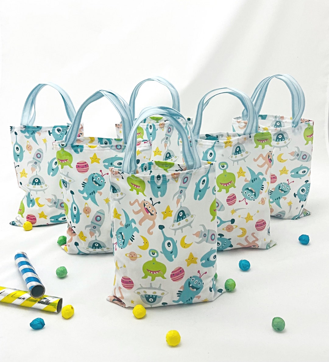 Monsters and Aliens Reusable Fabric Party, Gift, Goodie, Loot Bags. A ...