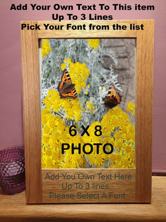 Personalised Oak Wooden Photo Frame Custom Text Wording | Etsy