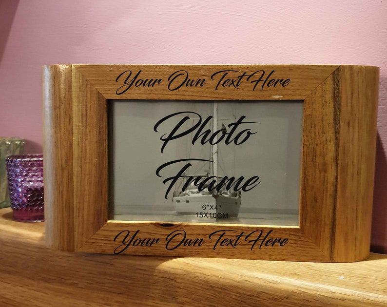 Personalised Oak Wooden Photo Frame Custom Text Wording - Etsy UK