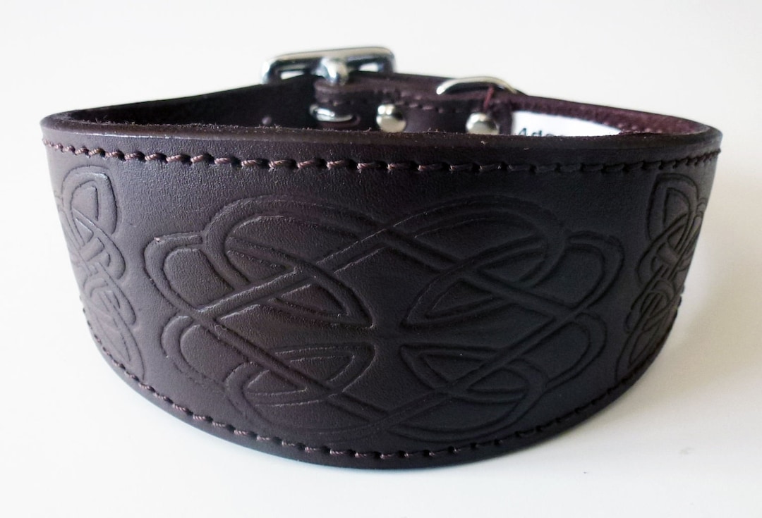 Brown Celtic Design Leather Dog Collars Whippet Collar Greyhound Collar ...