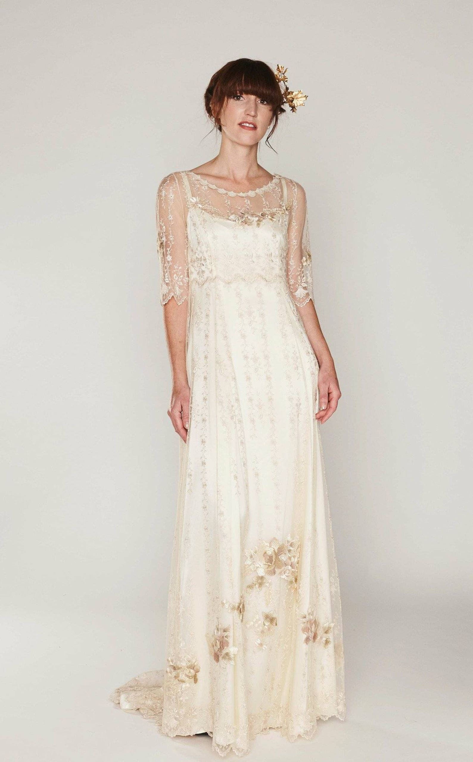 Boho-style Wedding Dress of Embroidered Netting Over a Double - Etsy