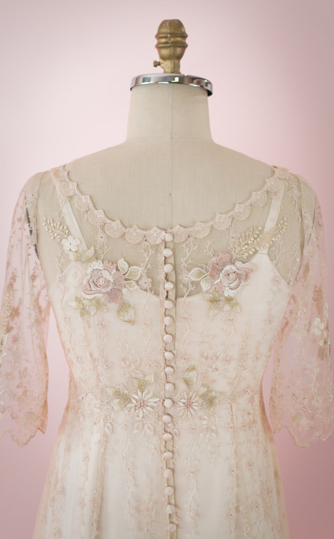 Boho-style Wedding Dress of Embroidered Netting Over a Double - Etsy