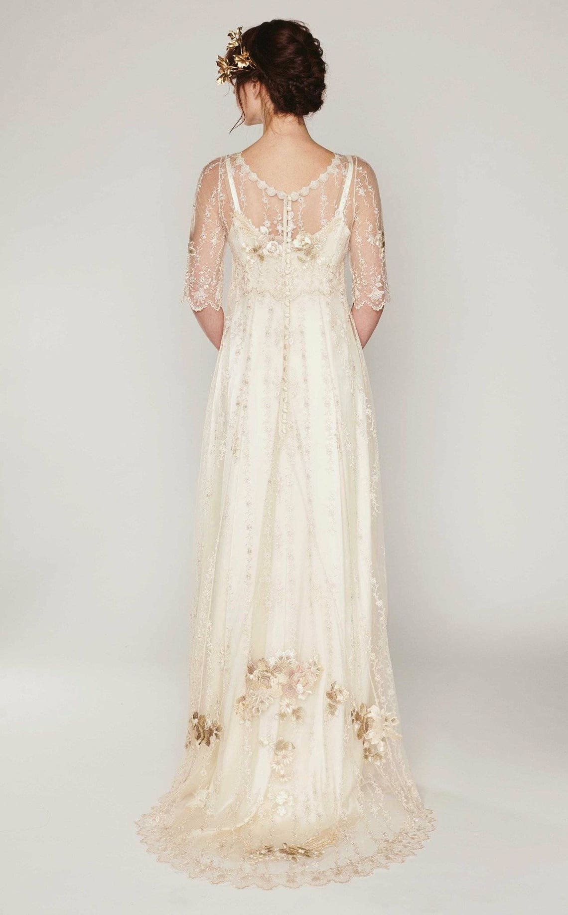 Boho-style Wedding Dress of Embroidered Netting Over a Double - Etsy