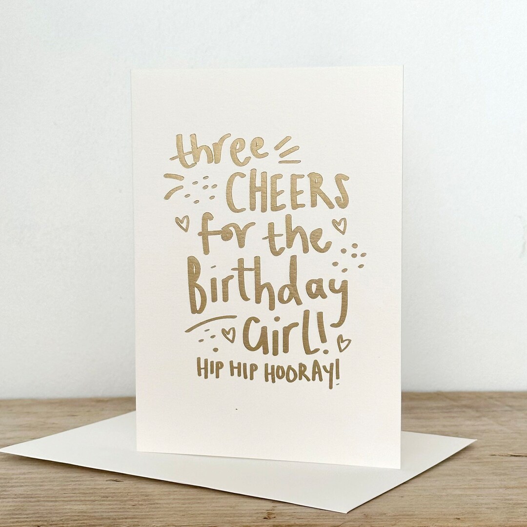 Three Cheers Birthday Girl Greeting Card - Etsy